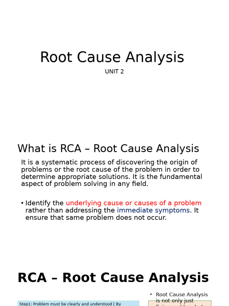 Unit 2.4 Root Cause Analysis | PDF