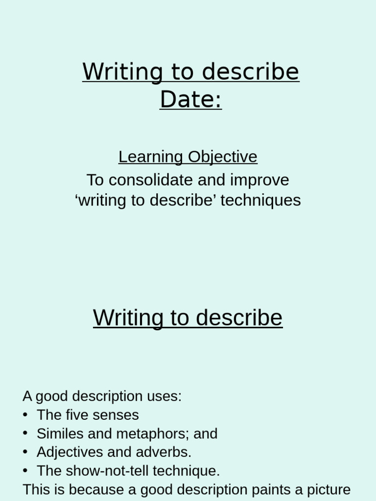Mastering Descriptive Writing Techniques | PDF