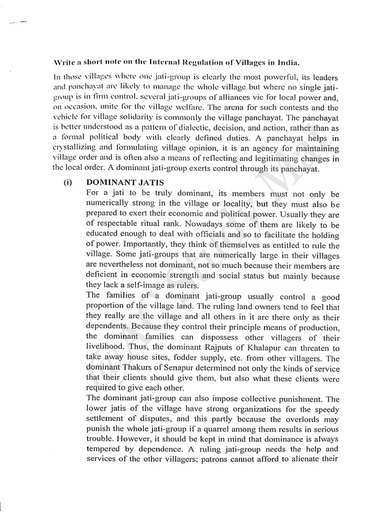 UNIT 4.2 Internal Regulation (From Mandelbaum's Book | PDF