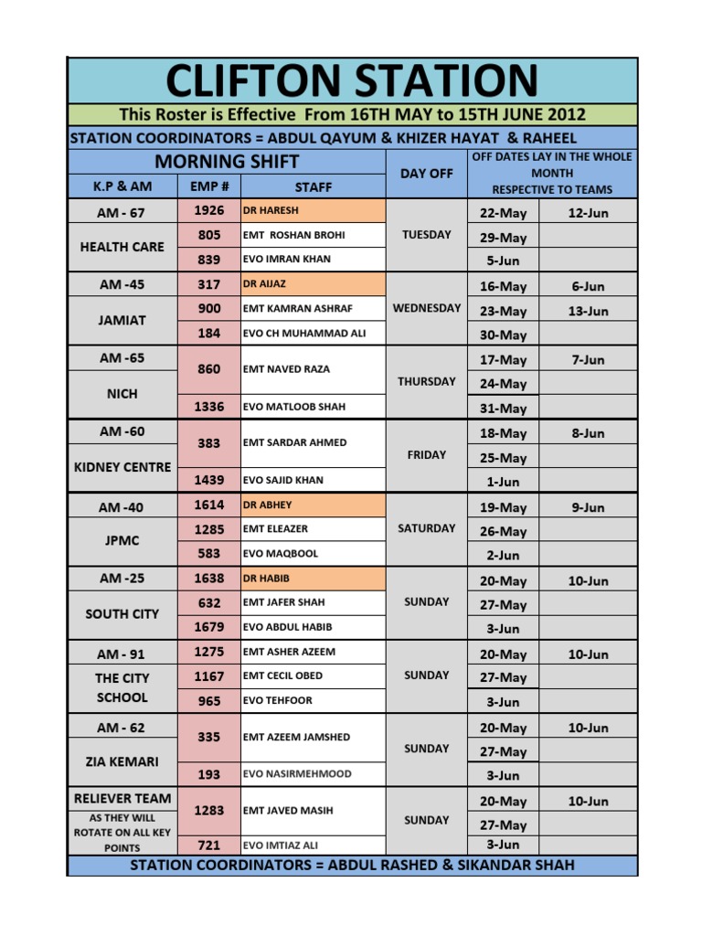 Staff Roster: May-June 2012 Schedule | PDF | Pakistan | Violence