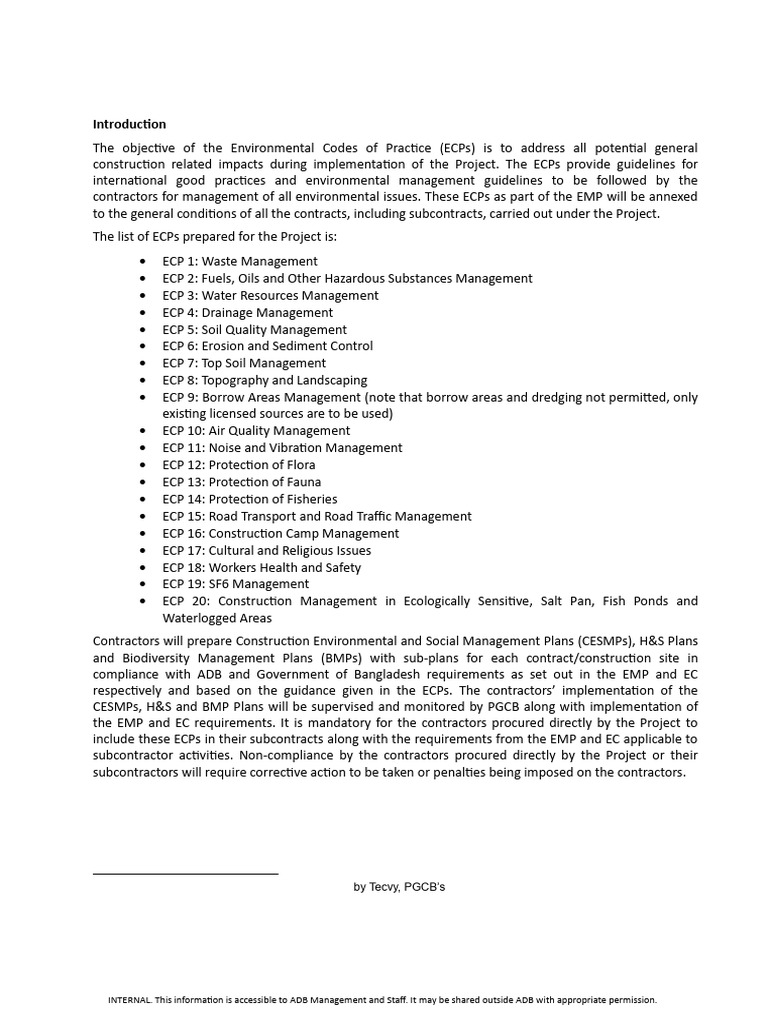 Annex IX - ECPs - EIA - PTSIREP | PDF | Waste | Surface Runoff
