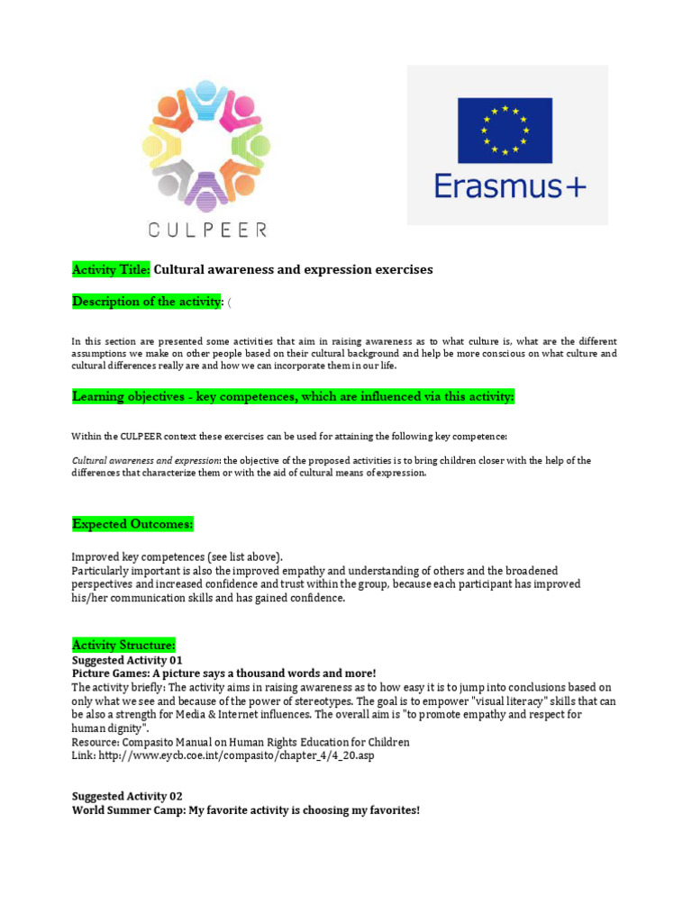 Cultural Awareness Exercises for Youth | PDF | Awareness | Human Skin Color