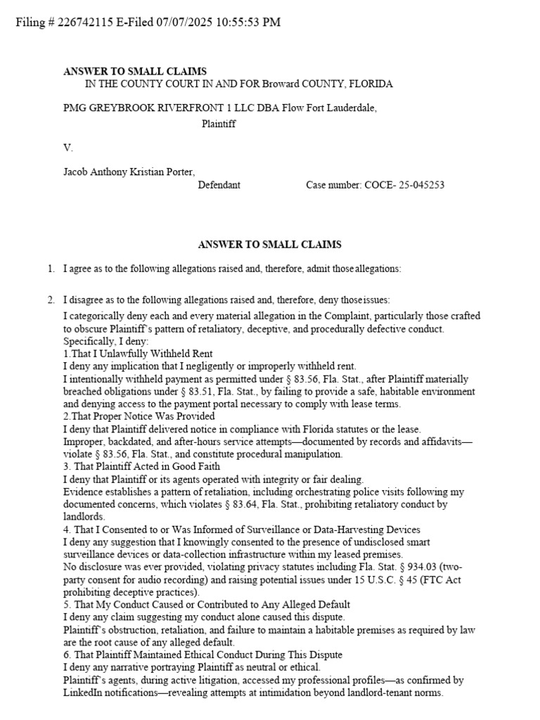 Amended Answer & Affirmative Defenses 2 | PDF | Damages | Lease