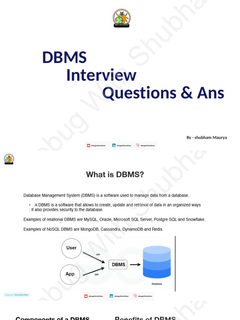 DBMS Interview Question and ANs | PDF | Databases | Database Index
