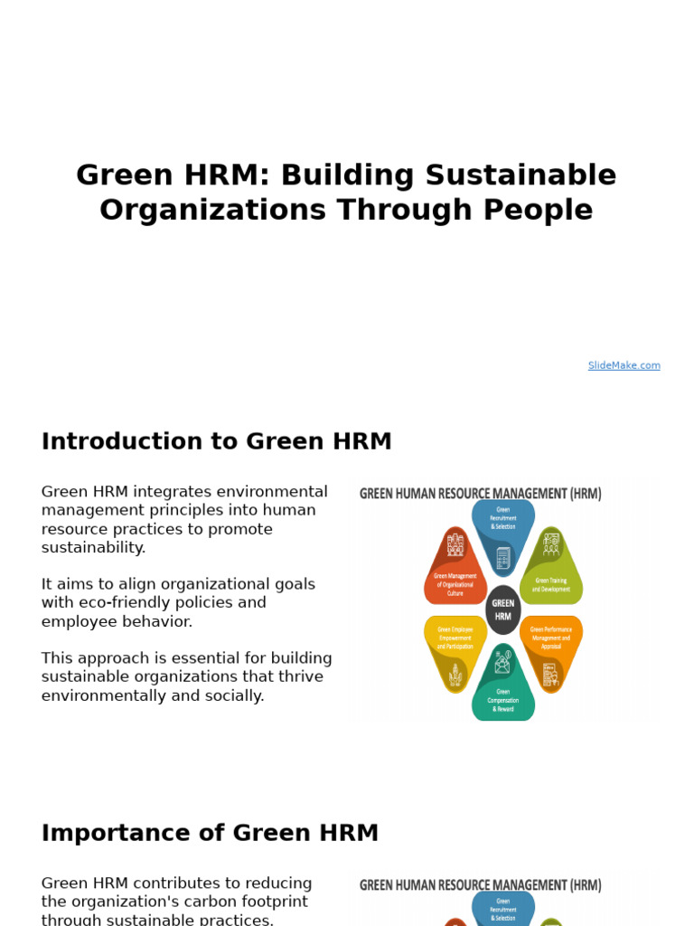 Green HRM for Sustainable Organizations | PDF