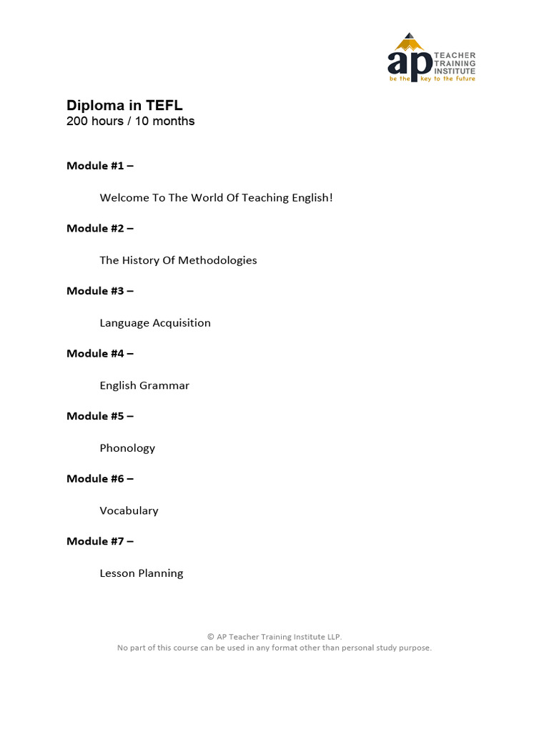 TEFL Diploma Curriculum | PDF