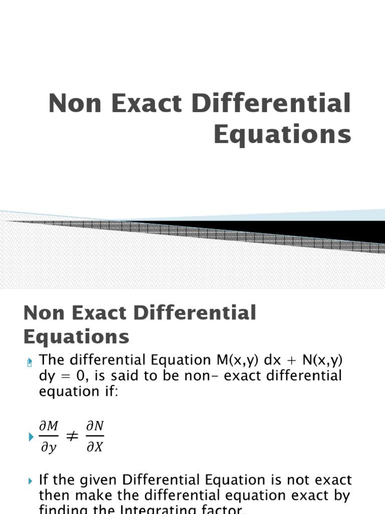 Non Exact Differential Equations | PDF