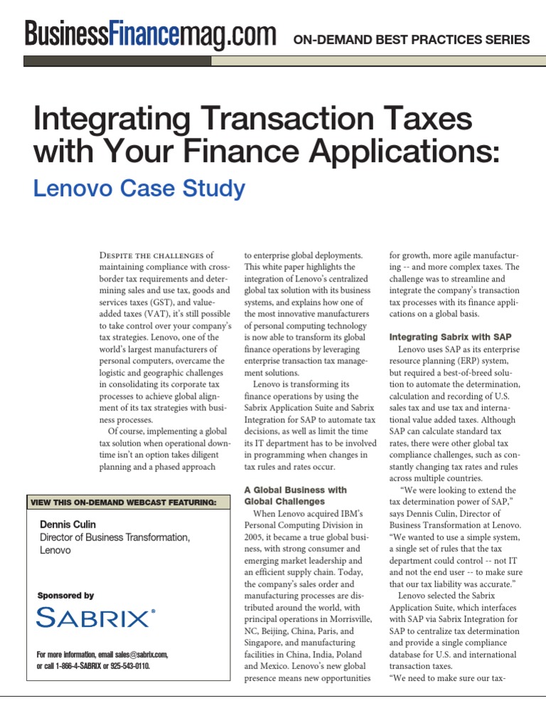 Sabrix Tax Calculation | PDF | Lenovo | Taxes