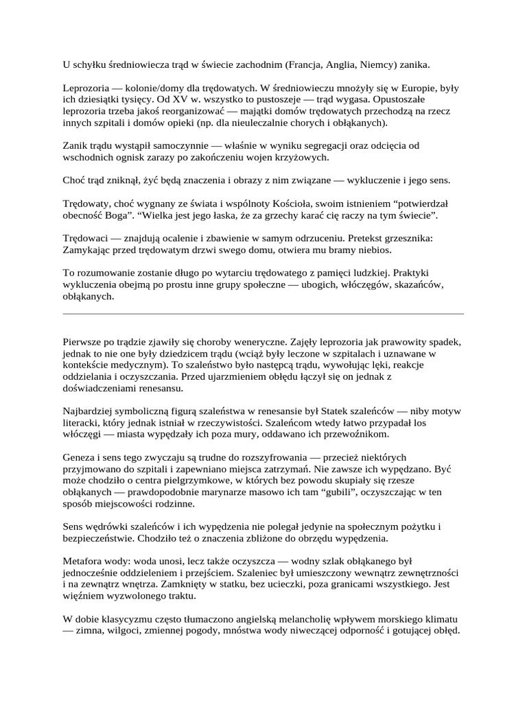 Notatka Foucault Stultifera Navis | PDF