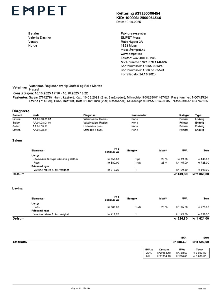 Kvittering - 31250006454 2 | PDF
