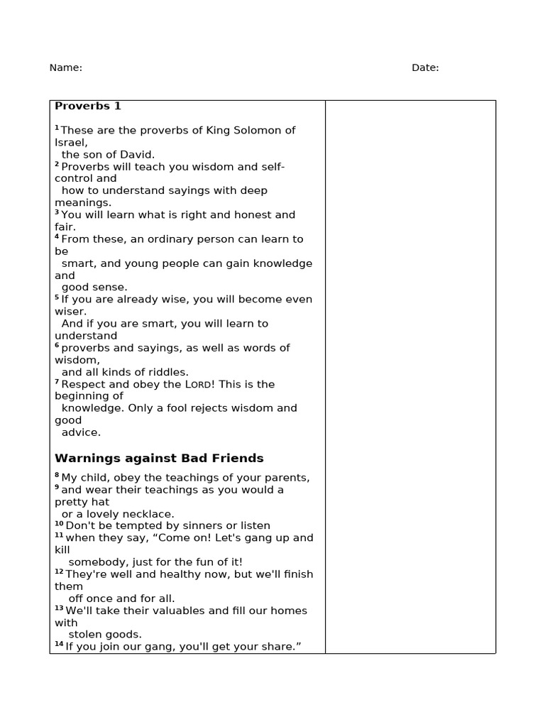 Wisdom and Warnings in Proverbs 1 | PDF