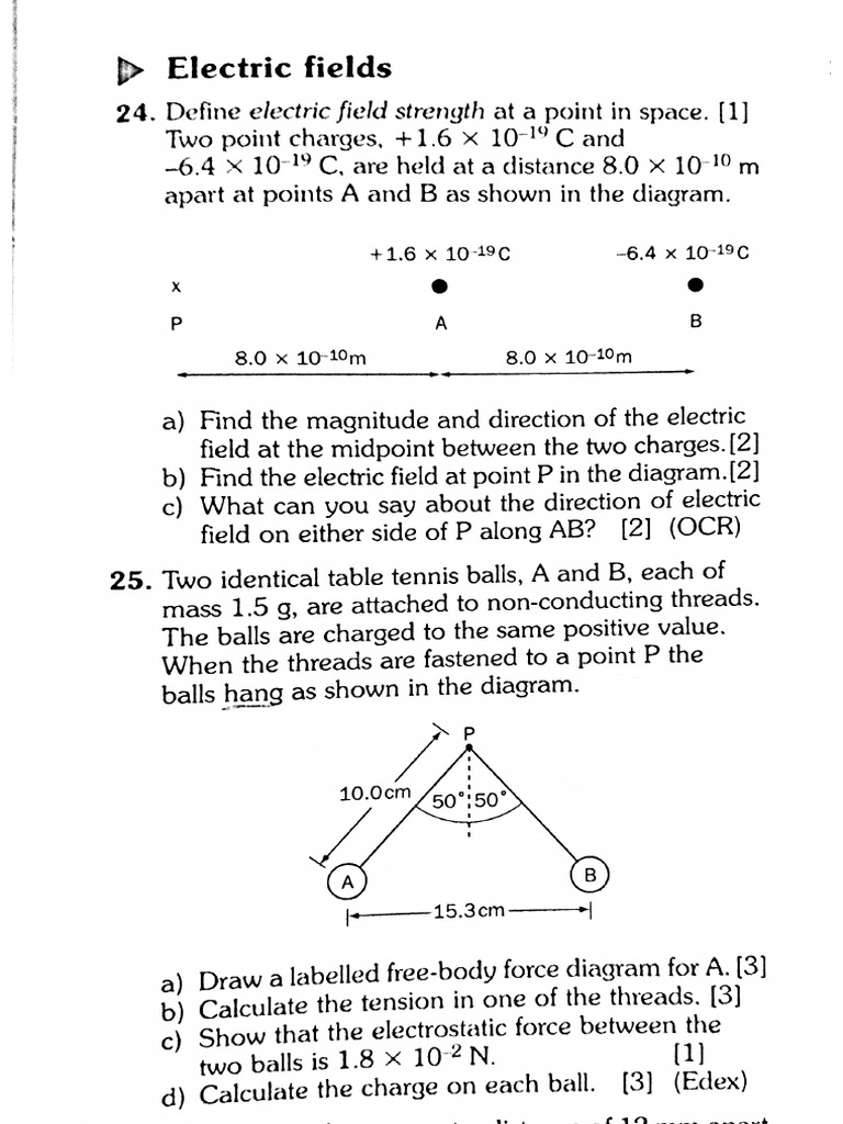 S6 05 Electric Field Questions | PDF