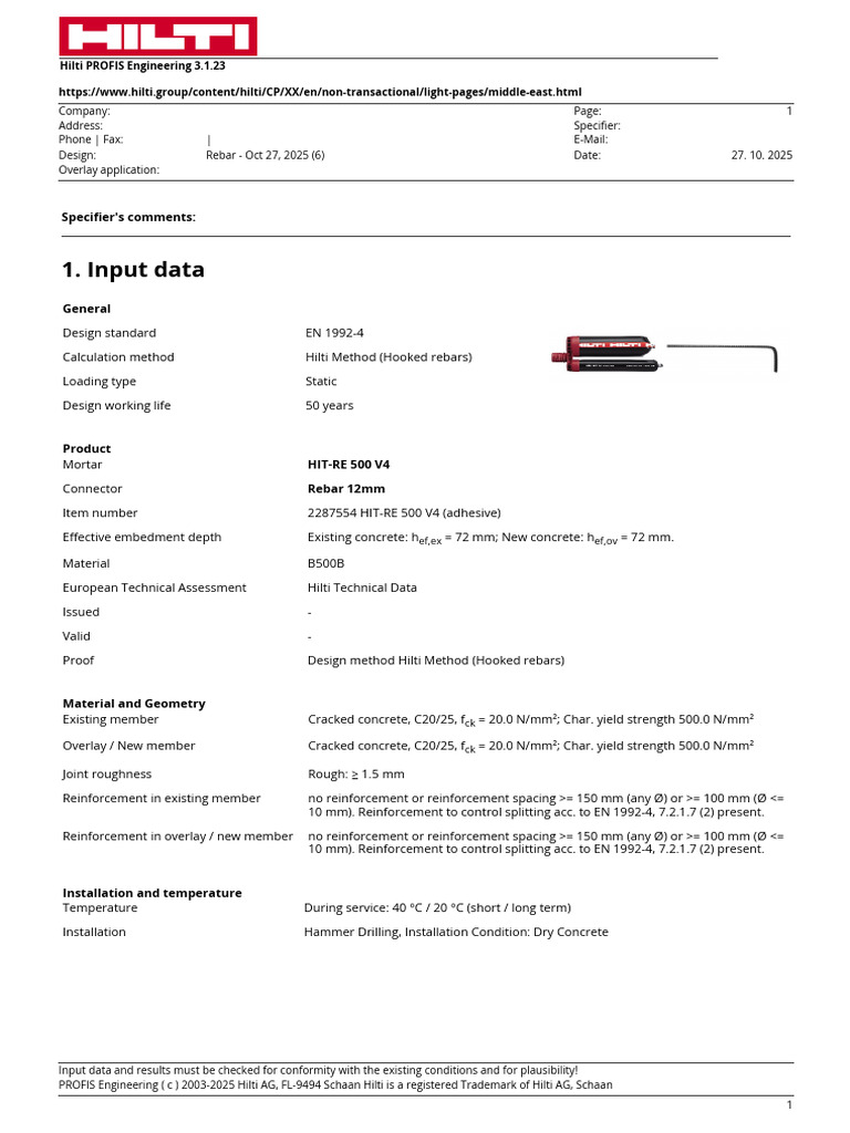 Hilti HIT-RE 500 V4 Rebar Design Guide | PDF | Concrete | Building ...