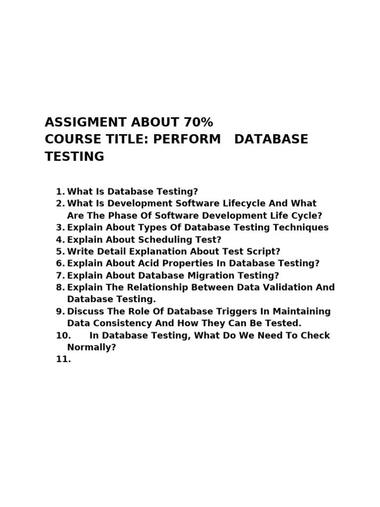 Database Testing Assignment | PDF