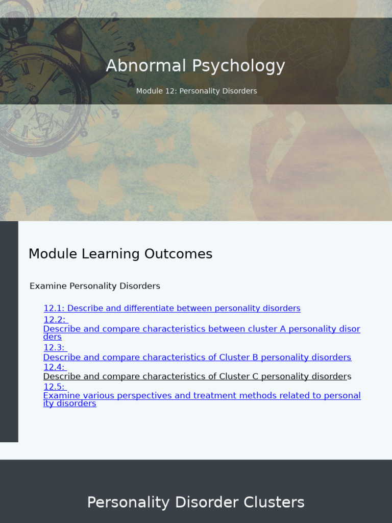 Understanding Personality Disorders Clusters | PDF | Personality ...