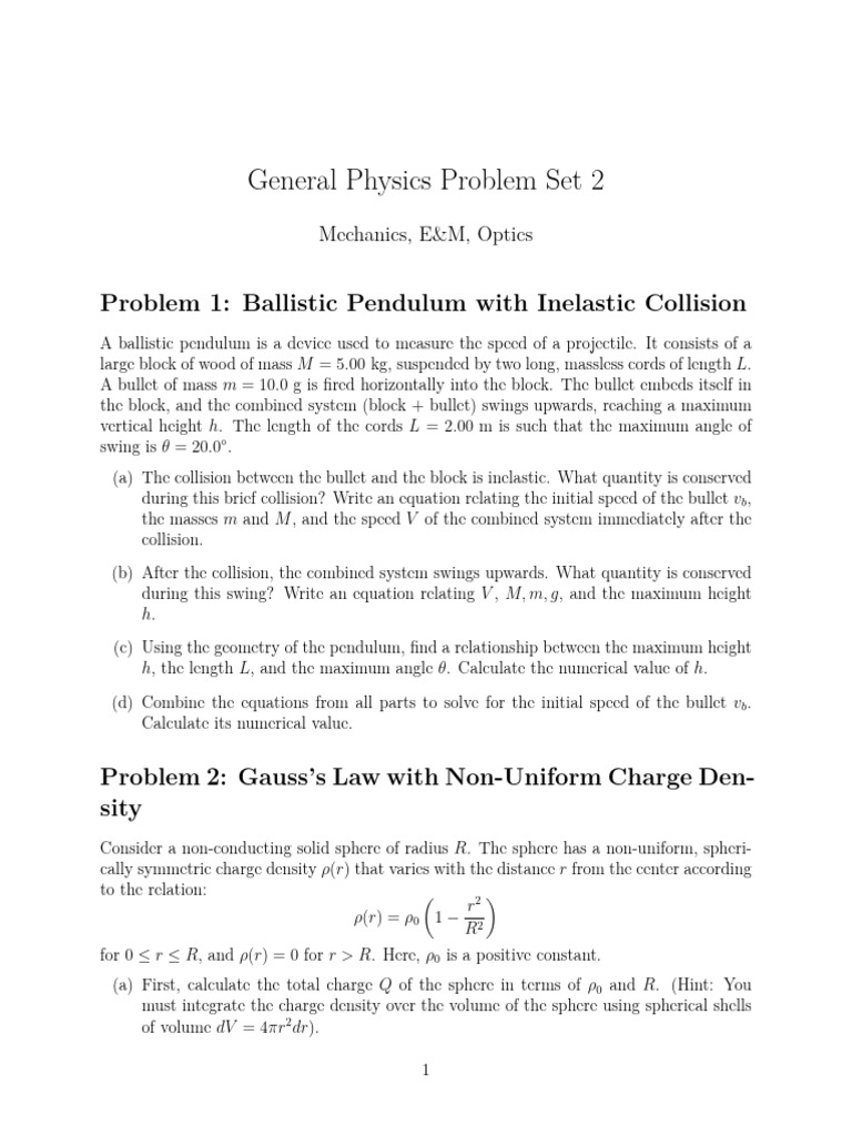 General Physics Problems 120166875 | PDF | Sphere | Pendulum