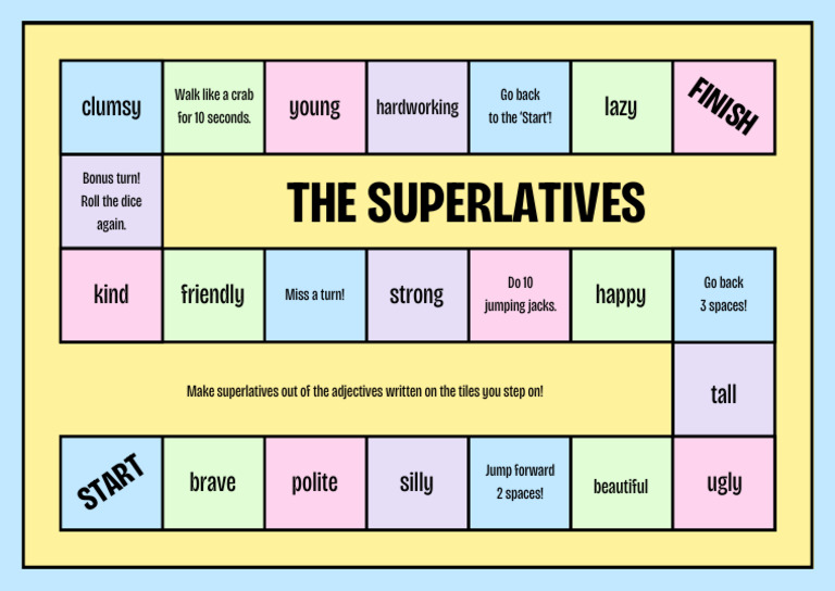 Superlative Adjective Game Instructions | PDF