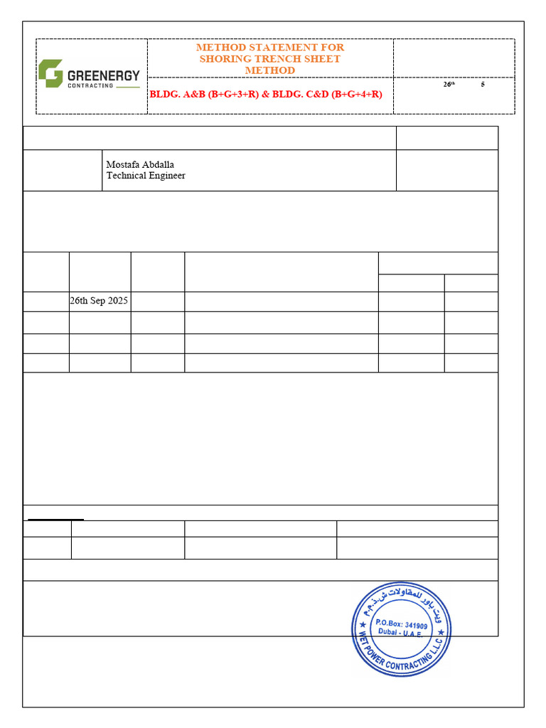 MSRA Shoring Works Trench Sheet Method Greenrgy | PDF | Personal ...