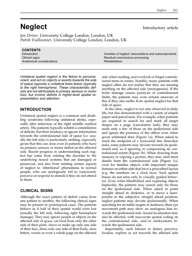 Driver & Veuilleumier, 2007 | PDF | Parietal Lobe | Lateralization Of ...