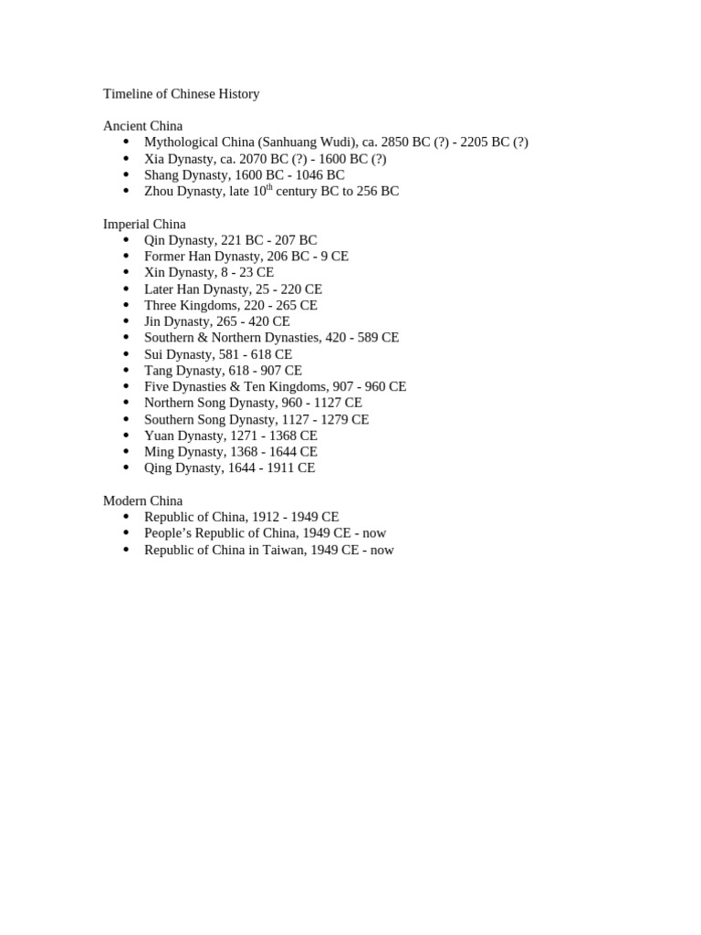 Timeline of Chinese History | PDF