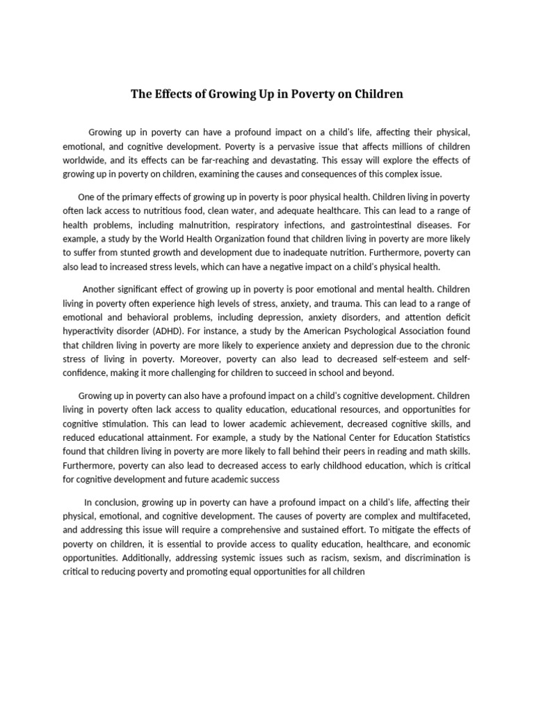Impact of Poverty on Child Development | PDF | Poverty | Poverty ...