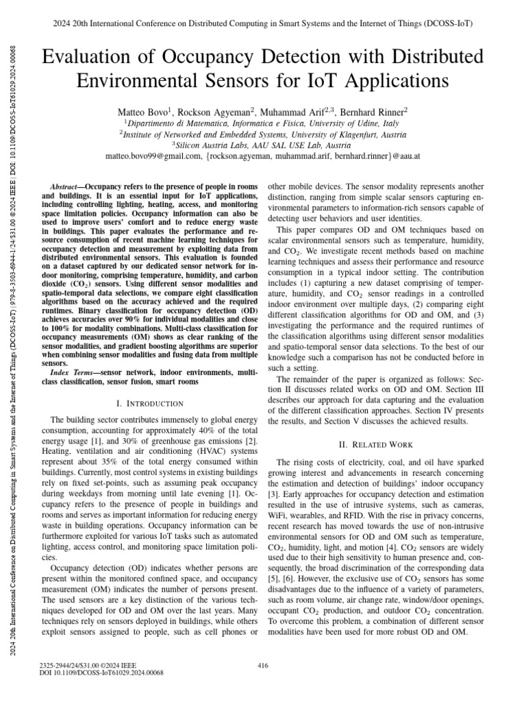 Occupancy Detection with IoT Sensors | PDF | Internet Of Things ...