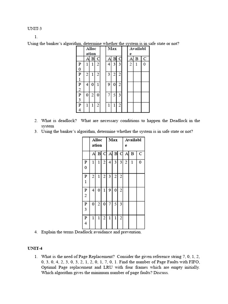 Deadlock and Memory Management Concepts | PDF | Algorithms | Operating ...