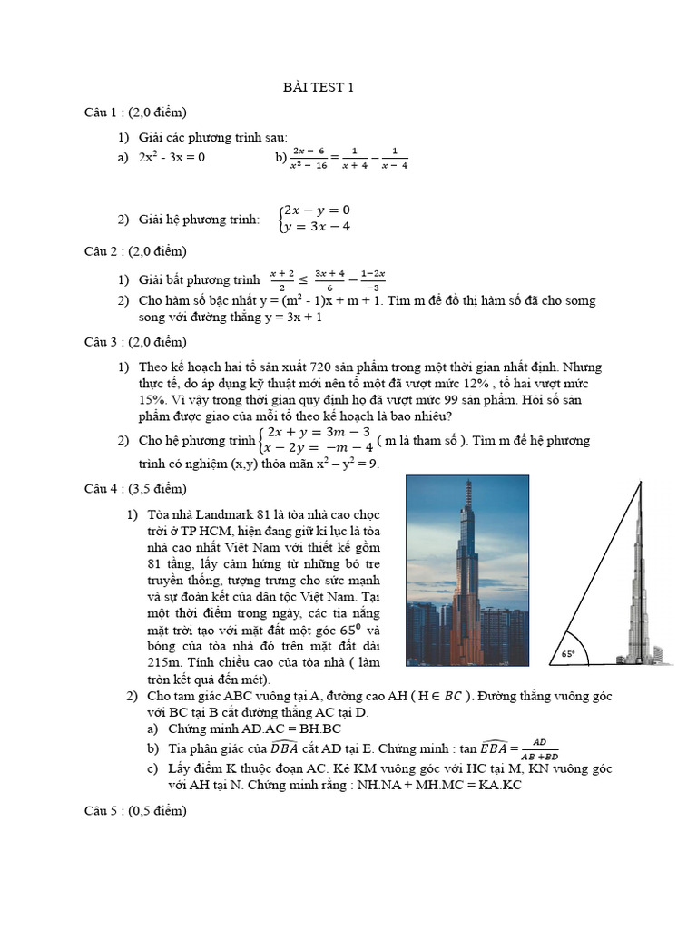 Bài Test 1 | PDF