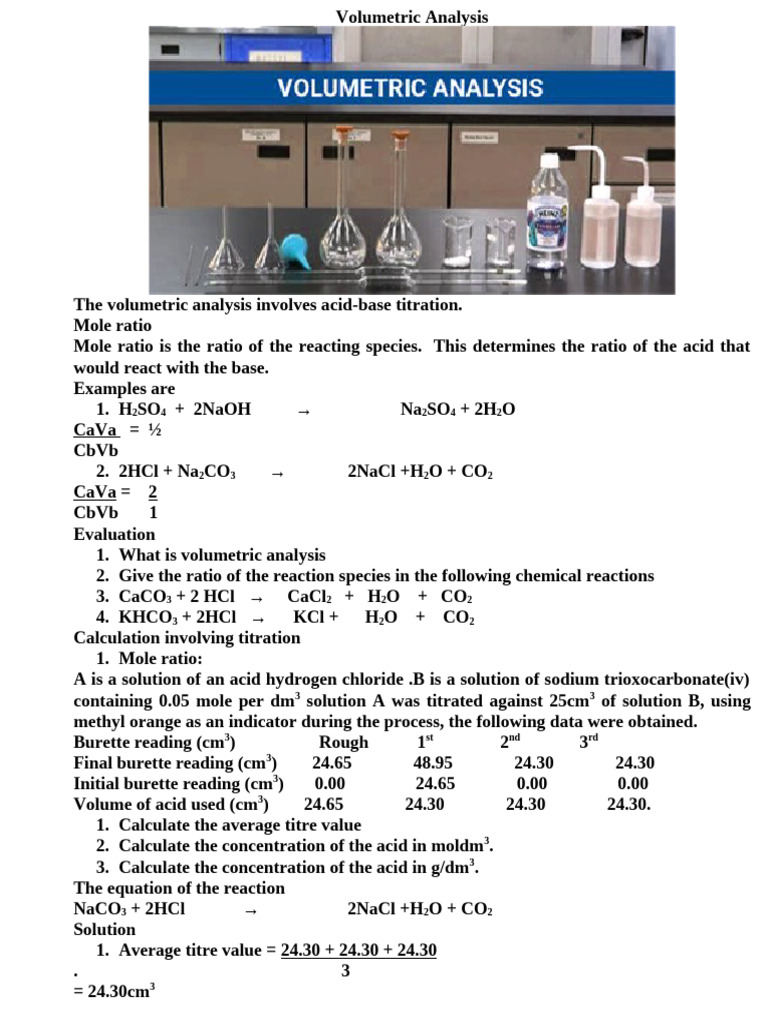 Volumetric Analysis - ClassNotes - NG | PDF | Titration | Chemistry