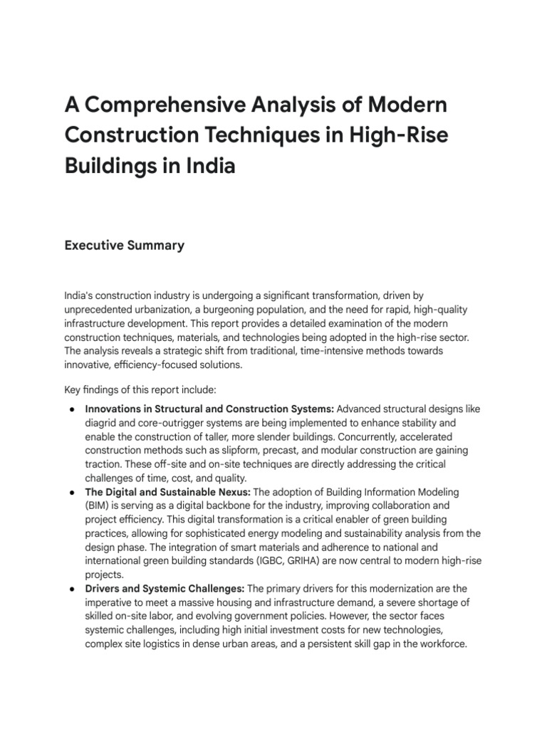 Modern High-Rise Construction in India | PDF | Green Building ...