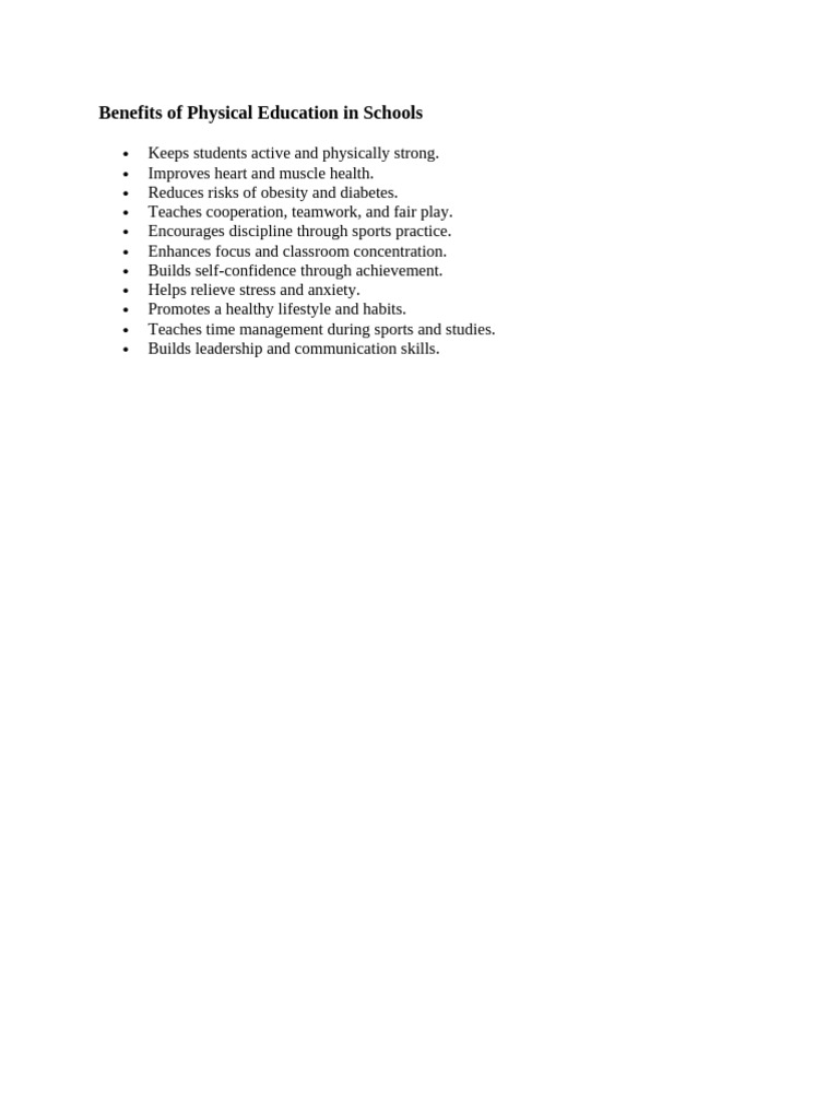 Benefits of Physical Education in Schools | PDF