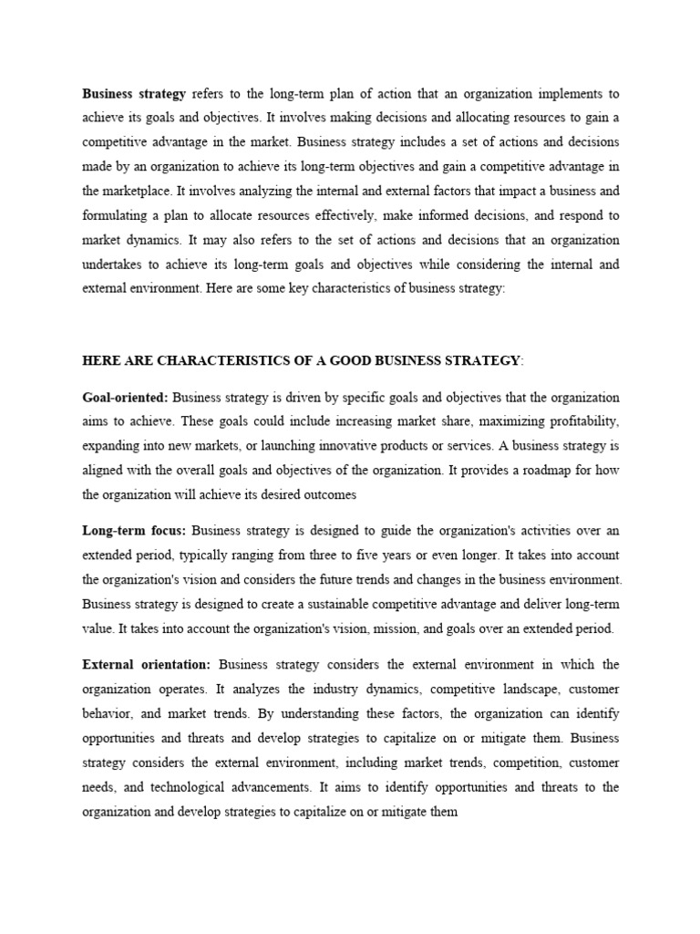 Business Strategy | PDF | Strategic Management | Goal