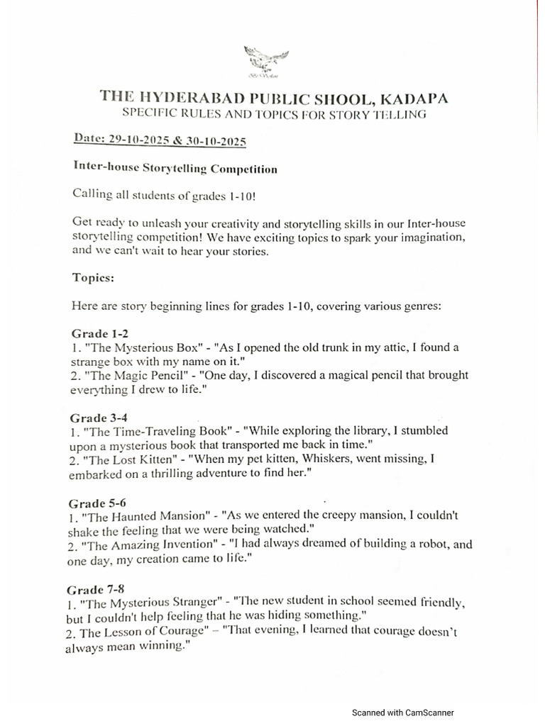 Topics and Rules For Story Telling | PDF