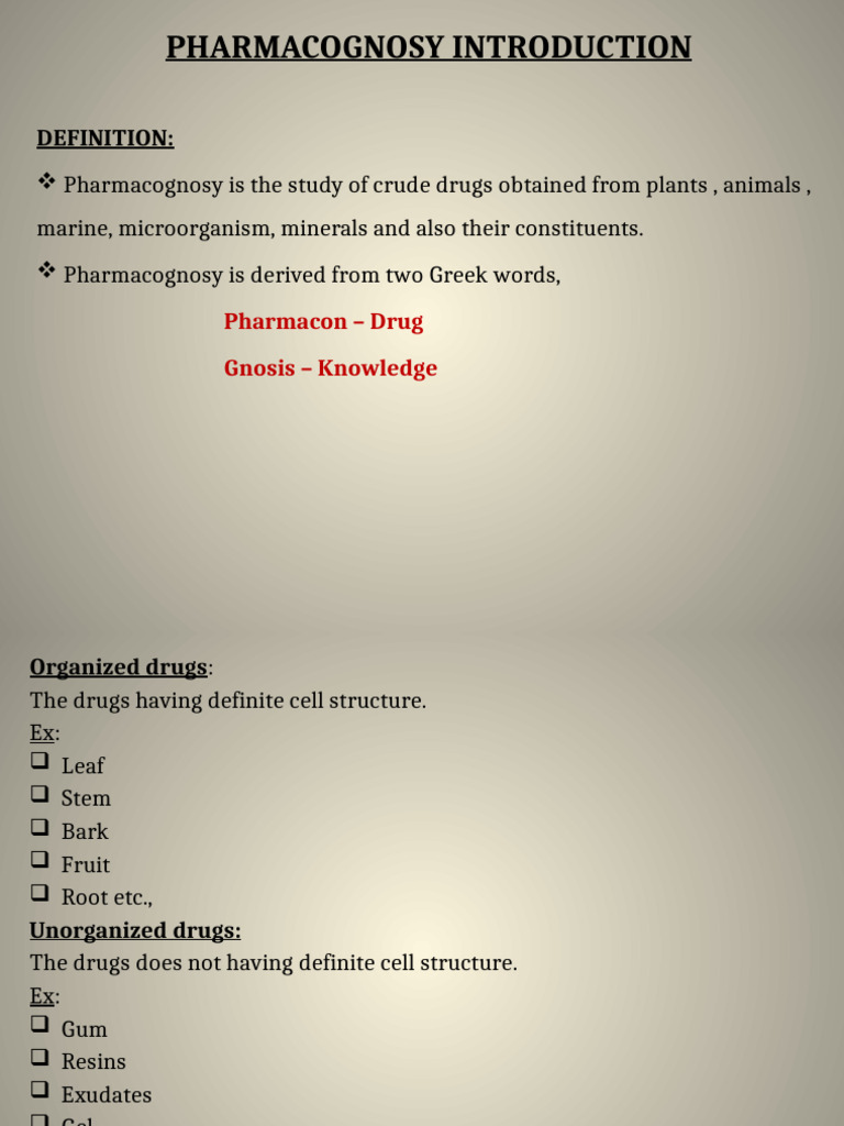 Cognosy Introduction | PDF | Pharmacognosy | Plants