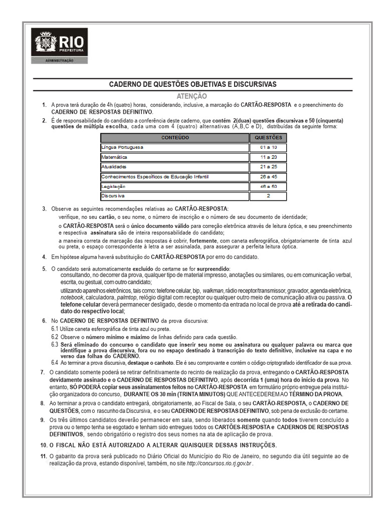 1 Para PDF Pmd Prova Prof Ed Infantil 2012 | PDF | Educação Infantil ...
