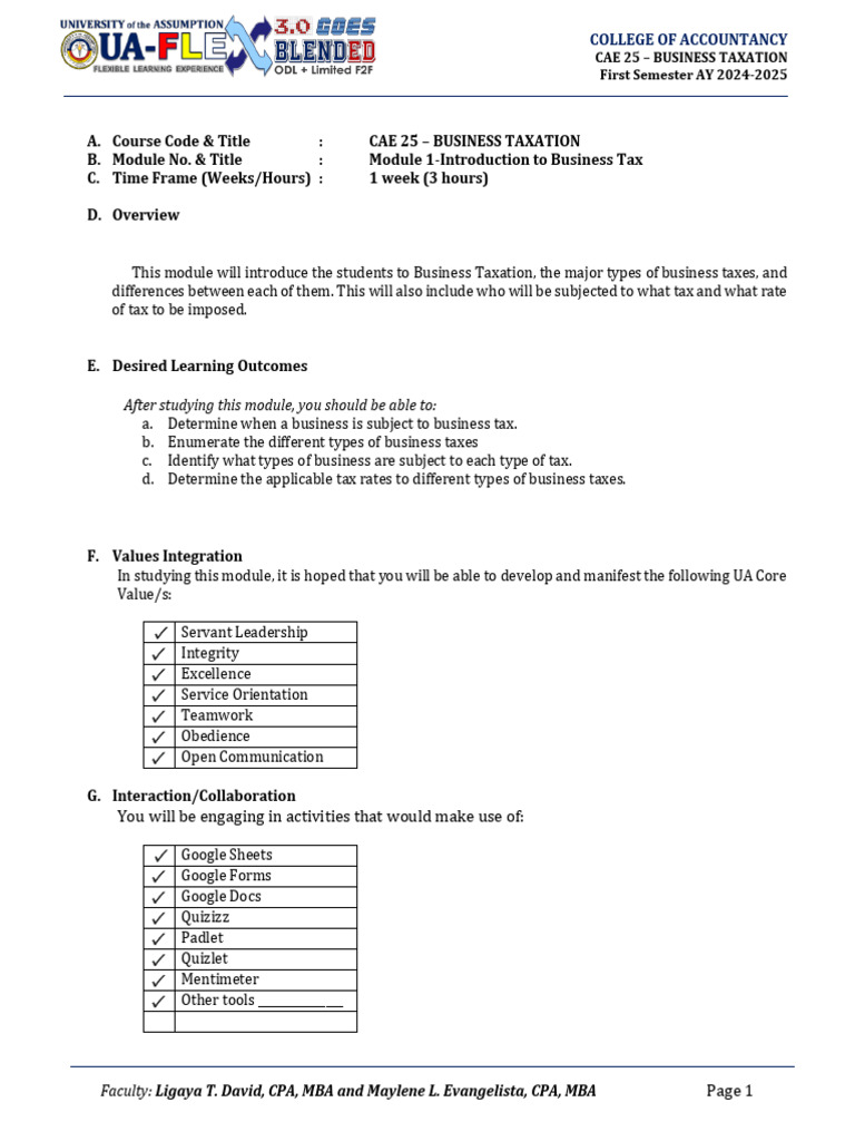 Business Taxation Overview Module | PDF | Taxes | Value Added Tax