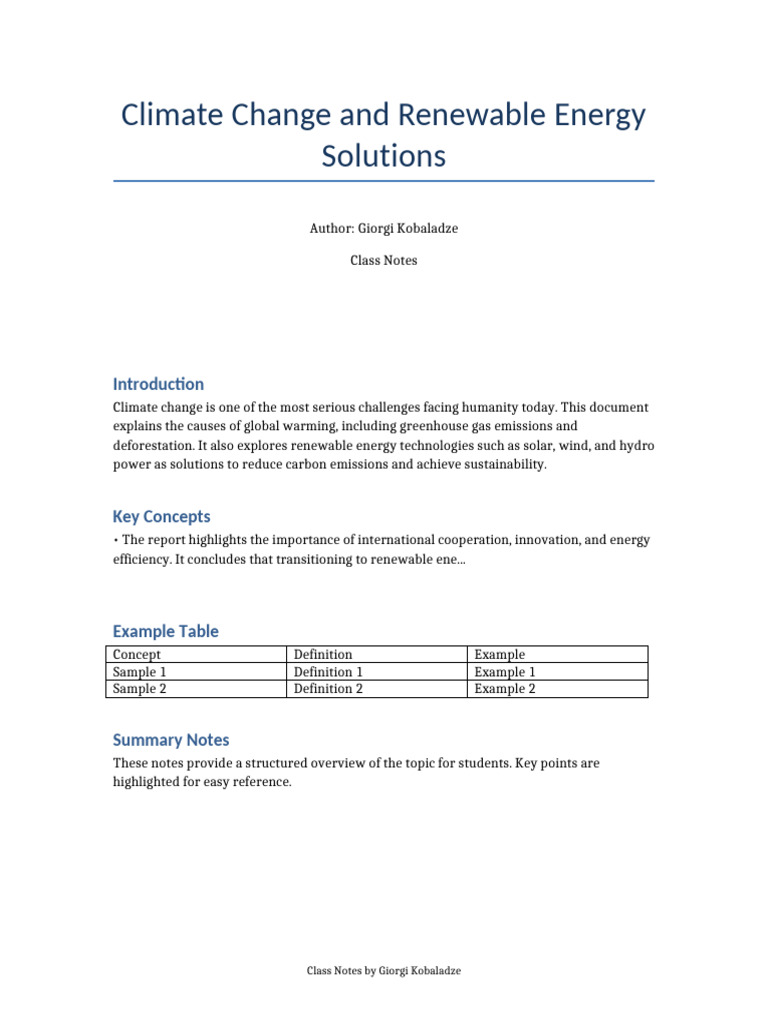 Climate Change & Renewable Energy Solutions | PDF