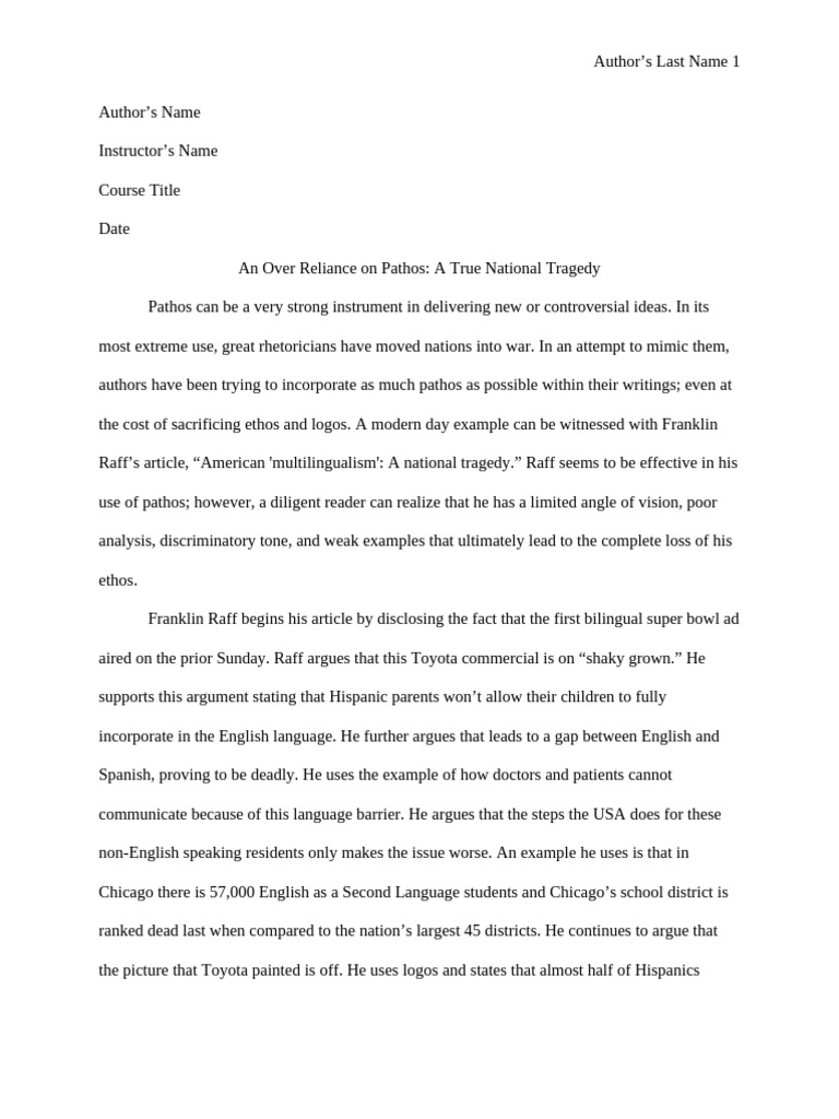 Textual Rhetorical Analysis Student Sample Paper B | PDF ...