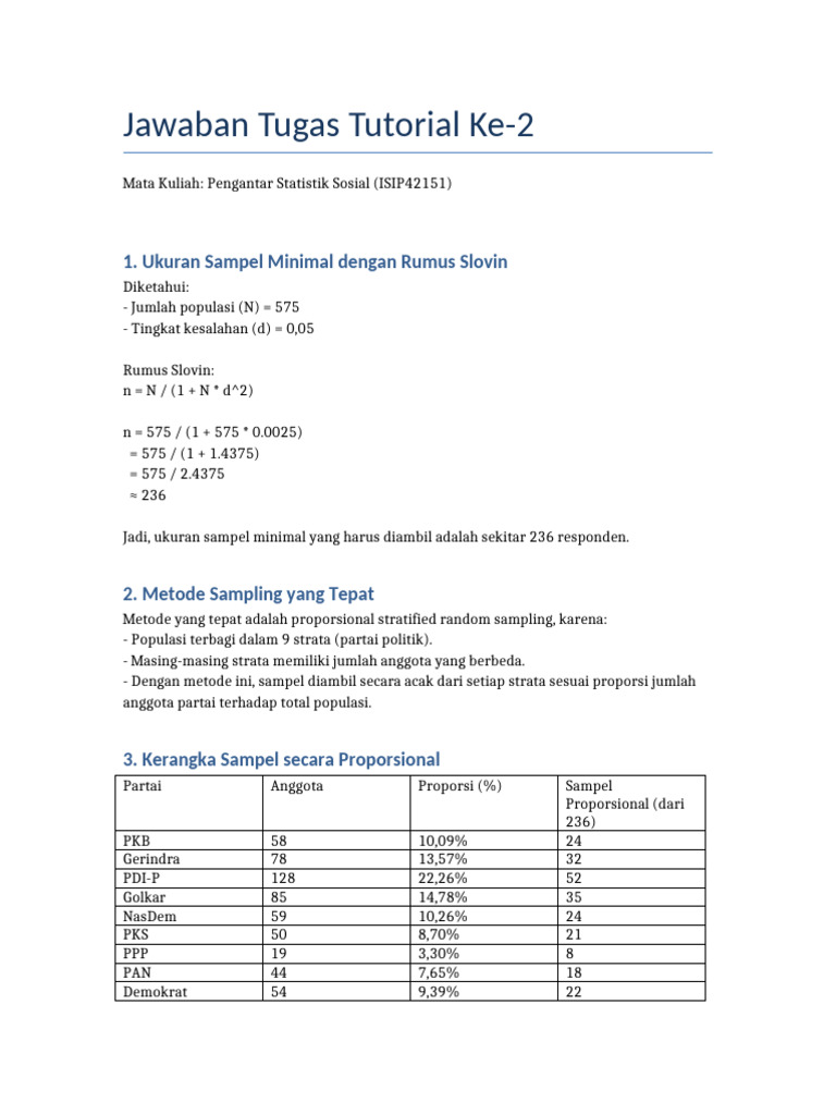 Ukuran Sampel dan Metode Sampling Statistik | PDF