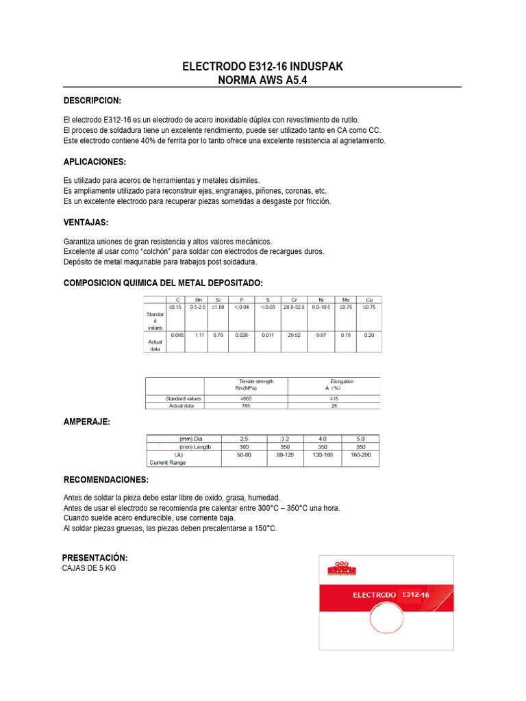 Electrodo E312-16: Soldadura Dúplex y Aplicaciones | PDF