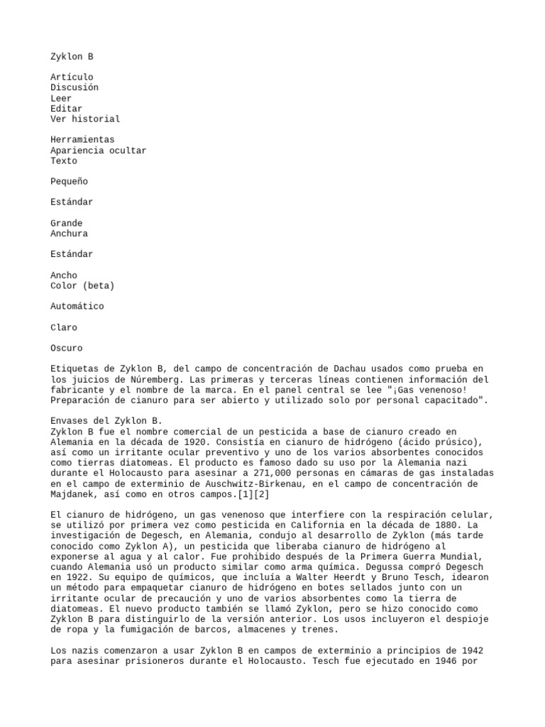 Zyklon B | PDF | Crímenes de guerra nazis | El Holocausto