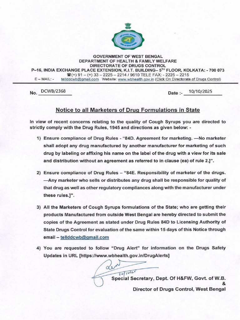 Notice To All Marketers of Drug Formulation in State | PDF