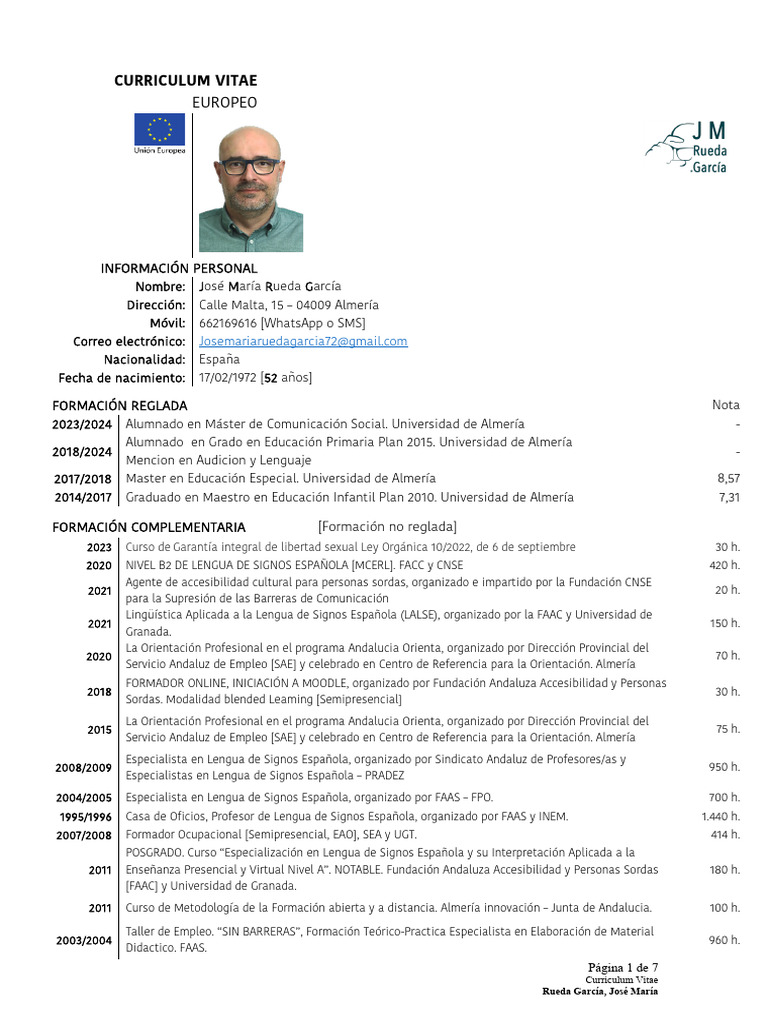 CurriculumVitae PepitoRueda 3 2024 | PDF | Lenguaje de señas | España