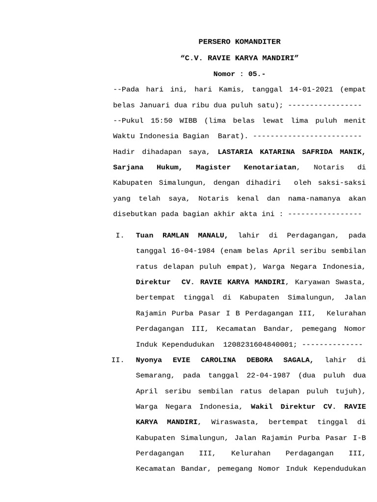 CV - Ravie Karya Mandiri | PDF