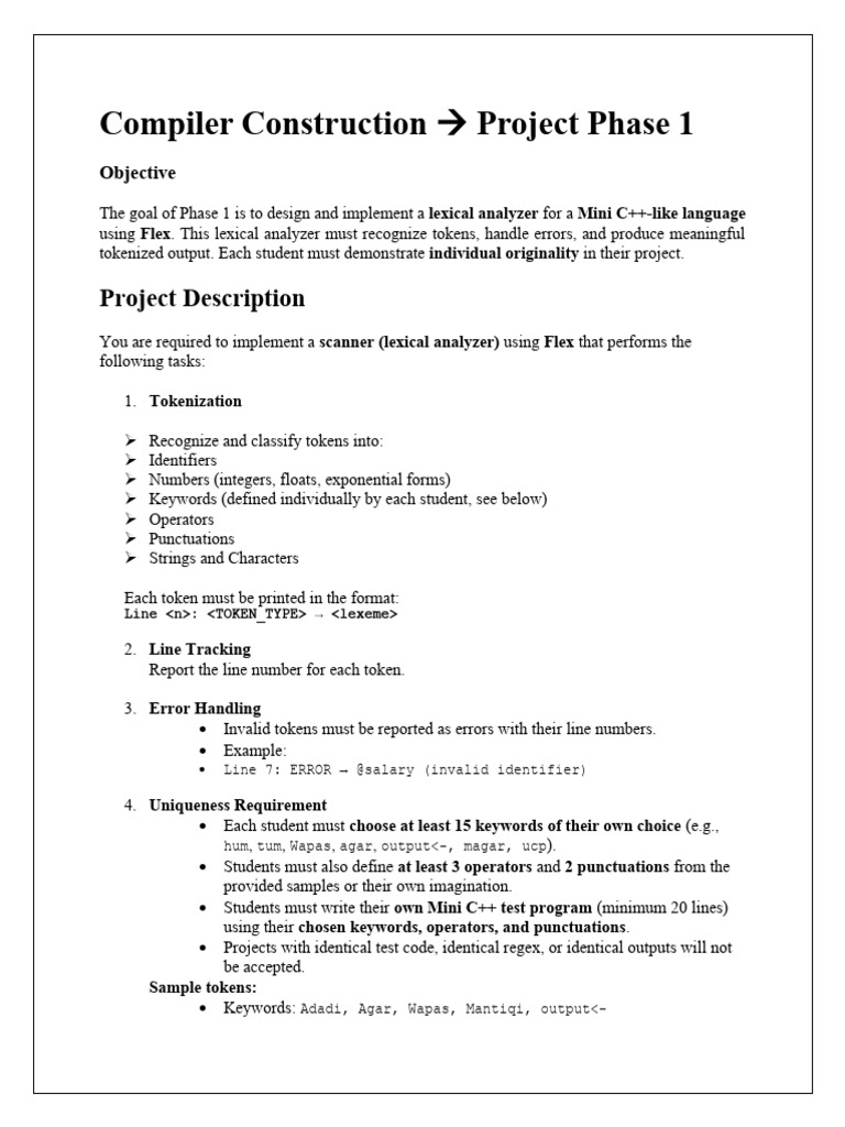 Lexical Analyzer Project with Flex | PDF | Implementation | Computer ...