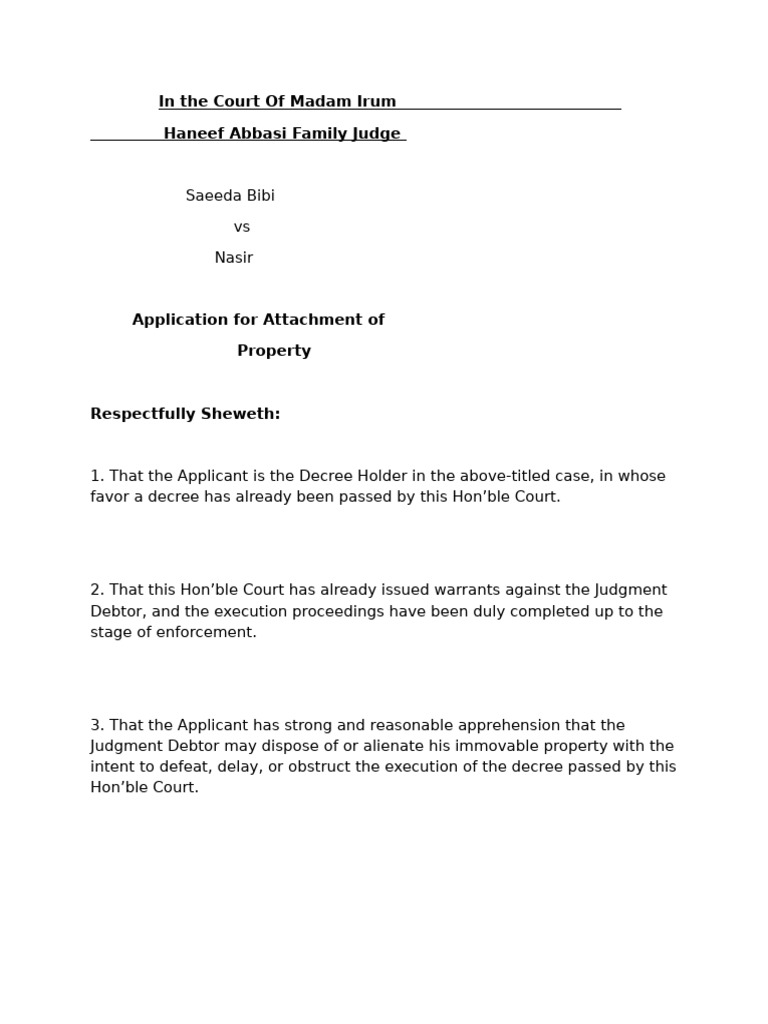 Application For Attachment | PDF