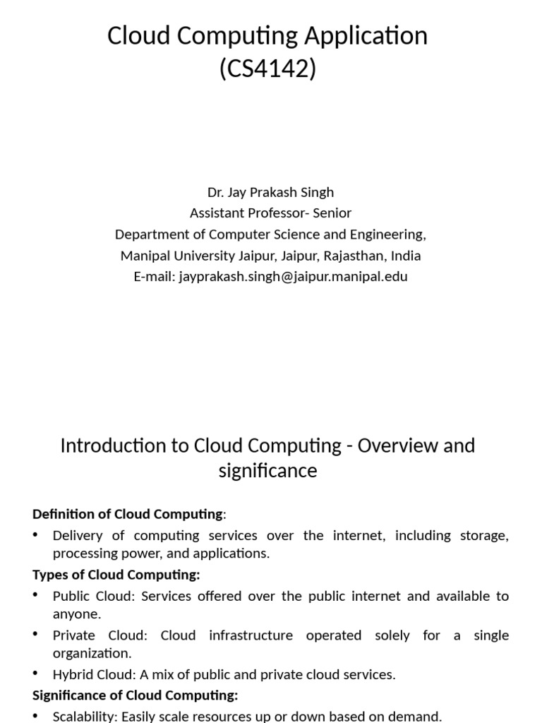 Cloud Computing Lecture Slides | PDF | Cloud Computing | Software As A ...
