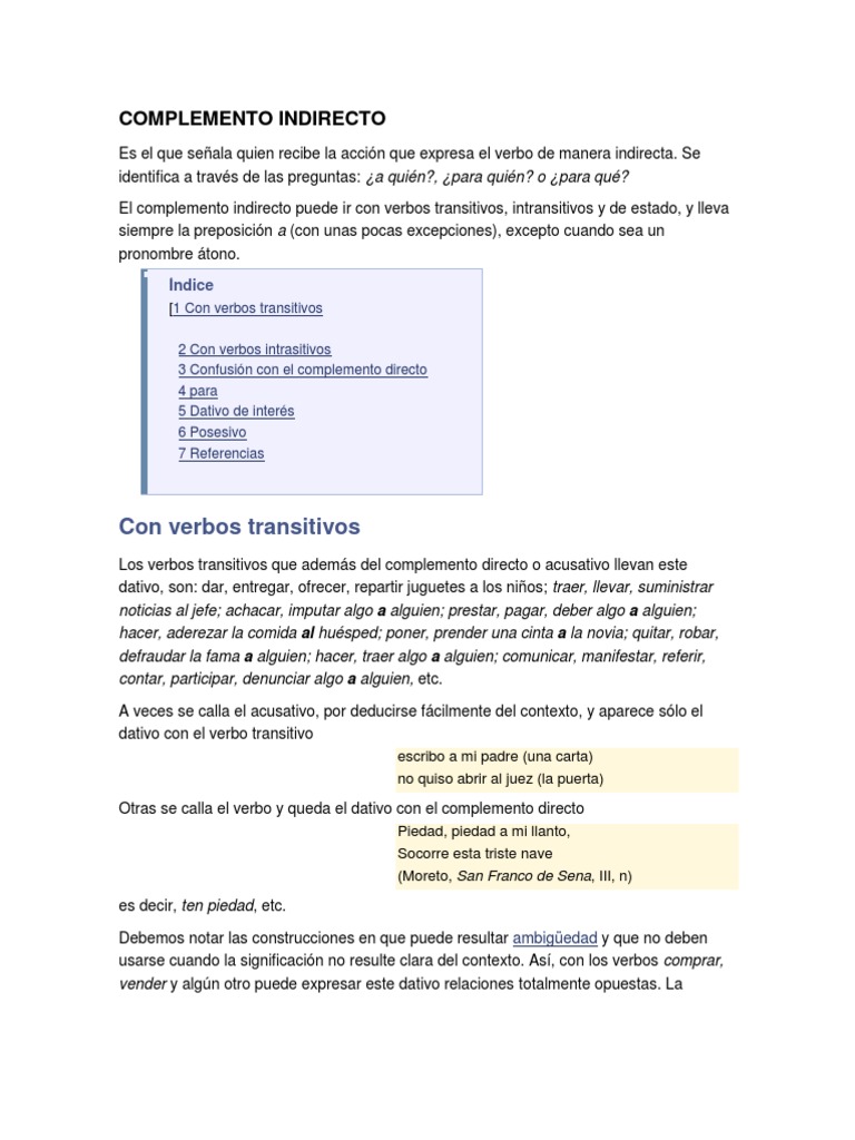 Complemento Indirecto | PDF | Objeto (gramática) | Verbo