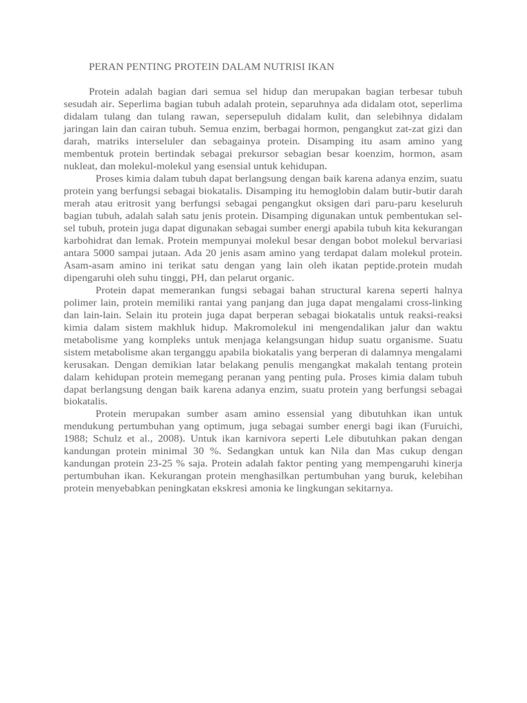 Pentingnya Protein untuk Nutrisi Ikan | PDF