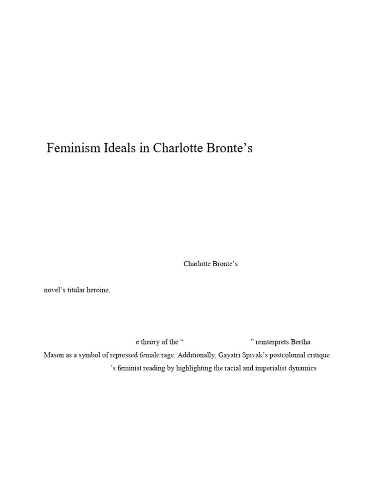 Feminism Ideals in Charlotte Bronte's Jane Eyre Hamidreza Khodadadi ...